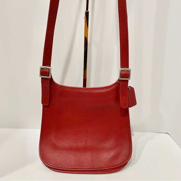Coach | Bags | Vintage Red Coach 935 Flap Crossbody Saddle Bag Slim ...